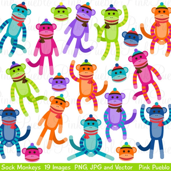 Sock Monkey Clip Art - Etsy