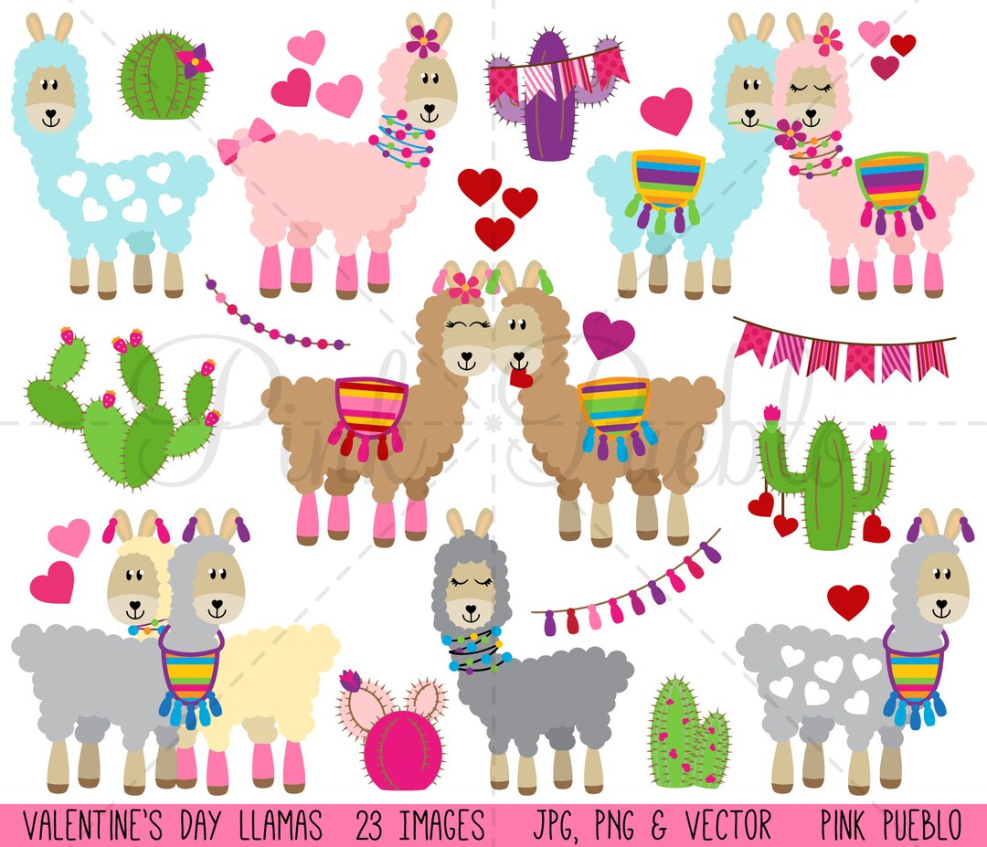 Valentine's Day Clipart, Valentines Day Clip Art, Valentine's Day Llama ...