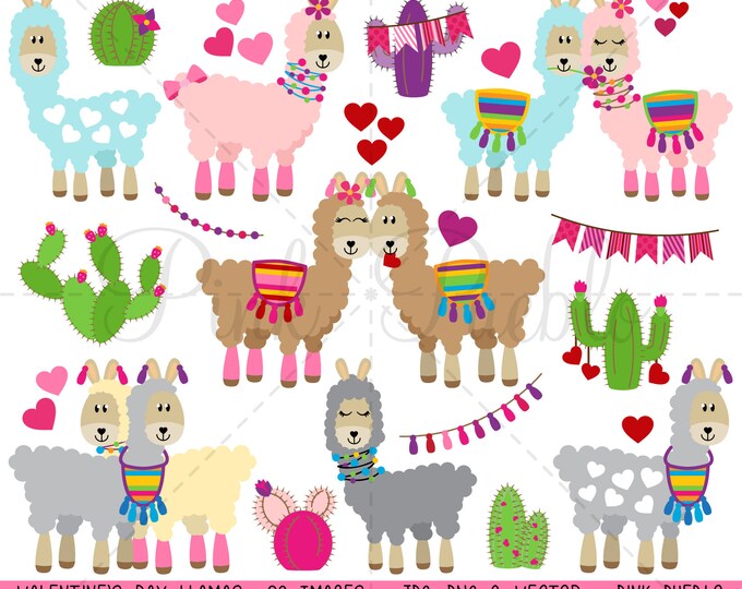 Valentine's Day Clipart, Valentines Day Clip Art, Valentine's Day Llama ...