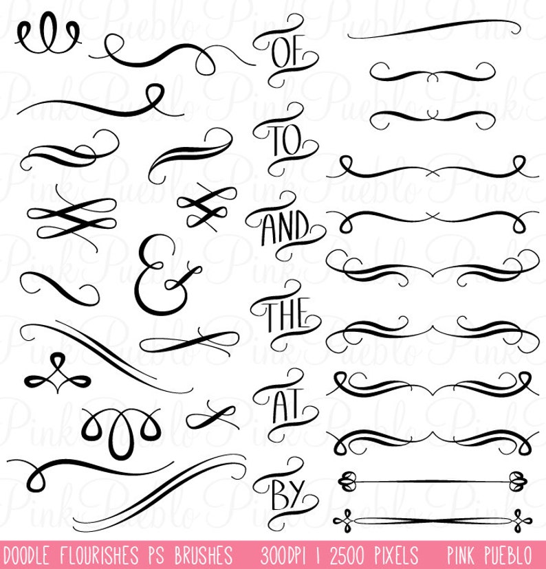 Hand Drawn Flourishes Photoshop Brushes Flourish Photoshop - Etsy UK