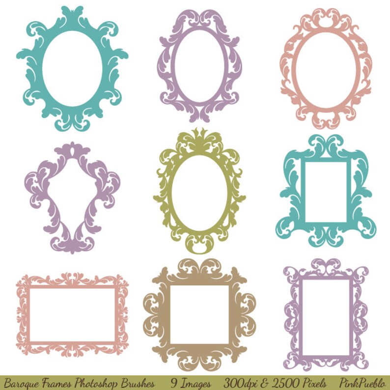Baroque Frames Photoshop Brushes Vintage Borders Frames - Etsy