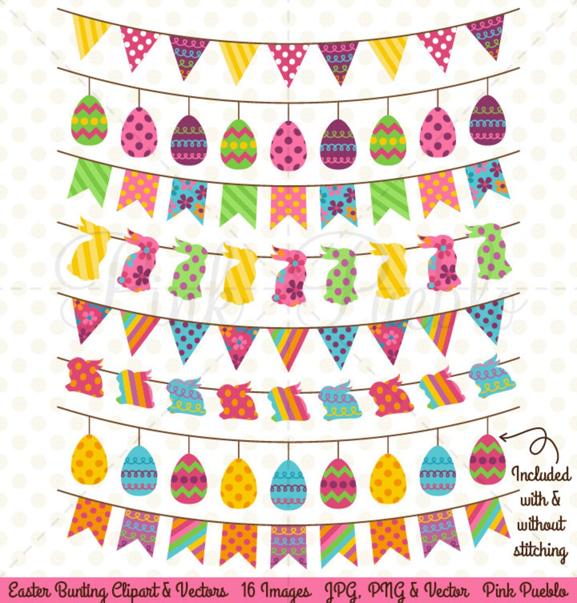Easter Clipart Easter Clip Art Easter Bunting Clipart | Etsy
