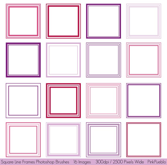 Square Line Frames Photoshop Brushes Commercial and Personal - Etsy UK
