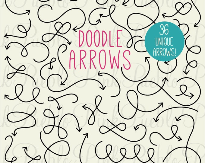 Doodle Arrows Clipart Clip Art, Hand Drawn Curly Arrows Clipart Clip ...