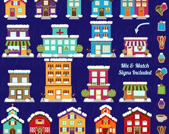 City Clipart Clip Art Printable House Village Town Clip Art | Etsy Canada