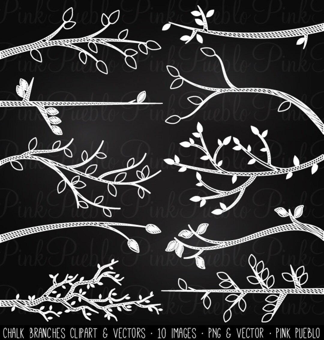 Chalkboard Branch Silhouettes Clipart Clip Art, Chalk Tree Branch Clip ...