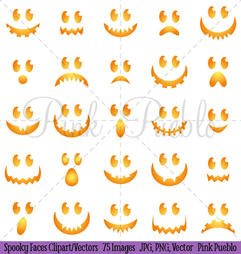 Spooky Faces Halloween Clipart Clip Art Halloween Ghost or - Etsy Canada