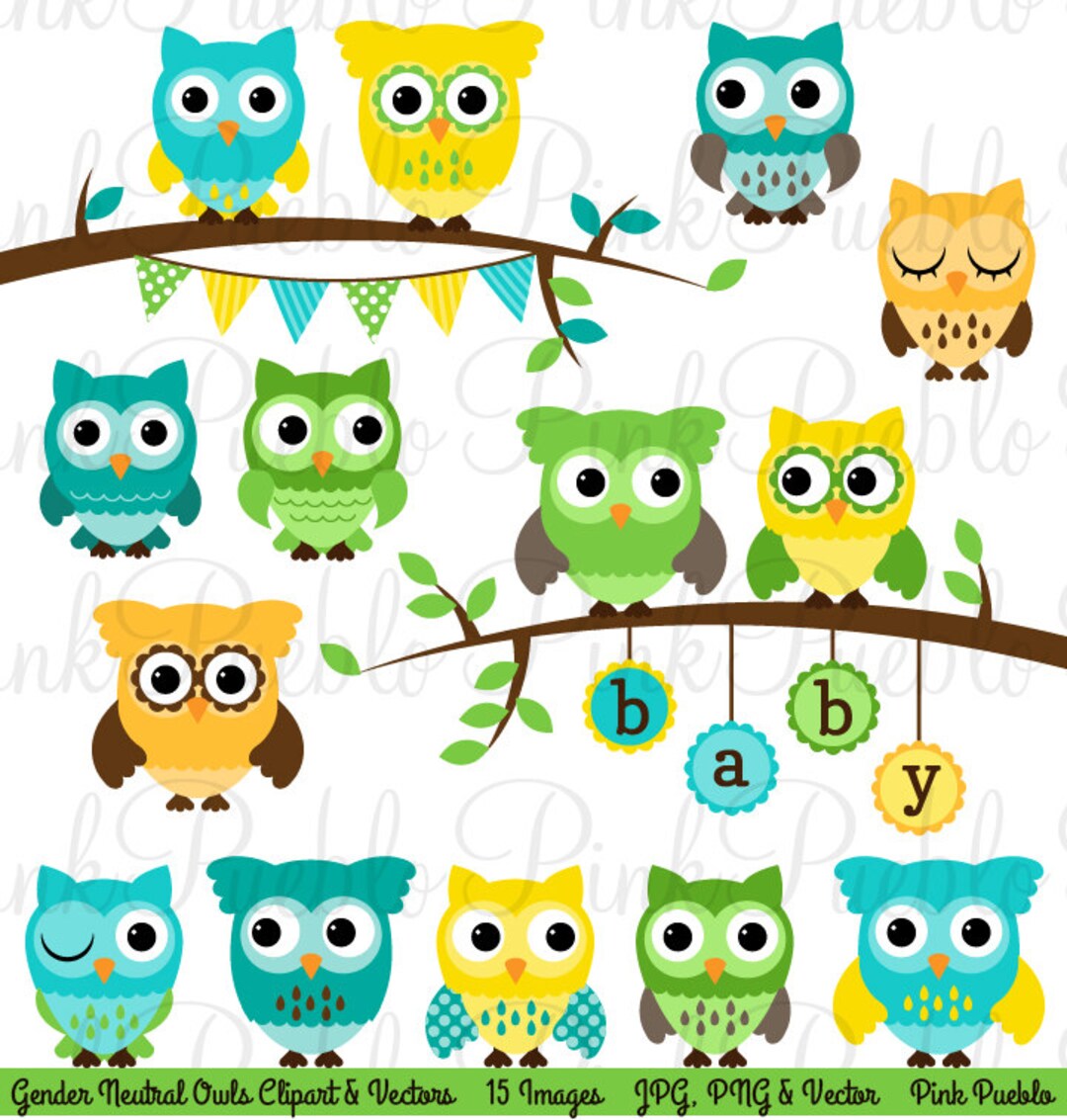 Gender Neutral Baby Shower Owl Clipart Clip Art, Boy Girl Baby Shower ...