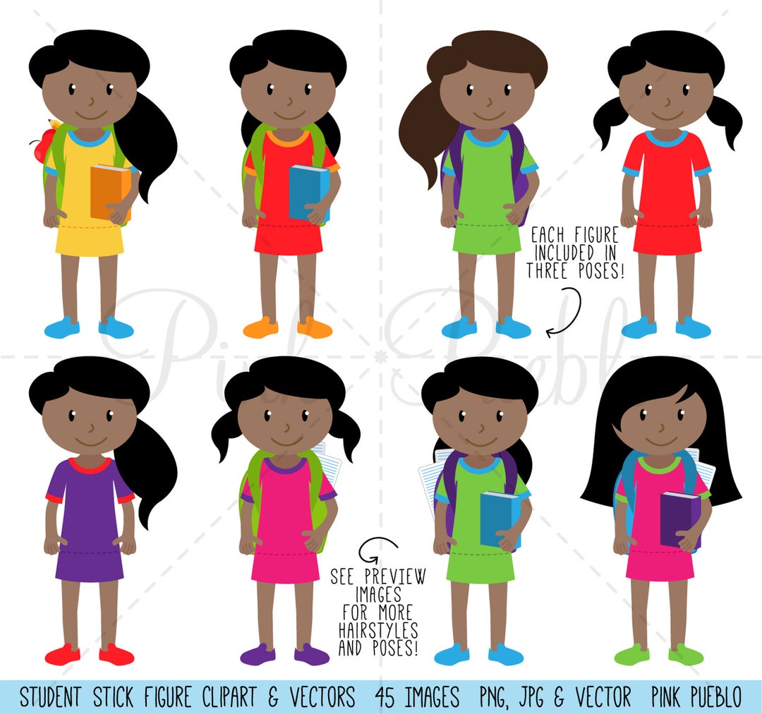 Huge Pack of African American Female Student Clipart Clip Art ...