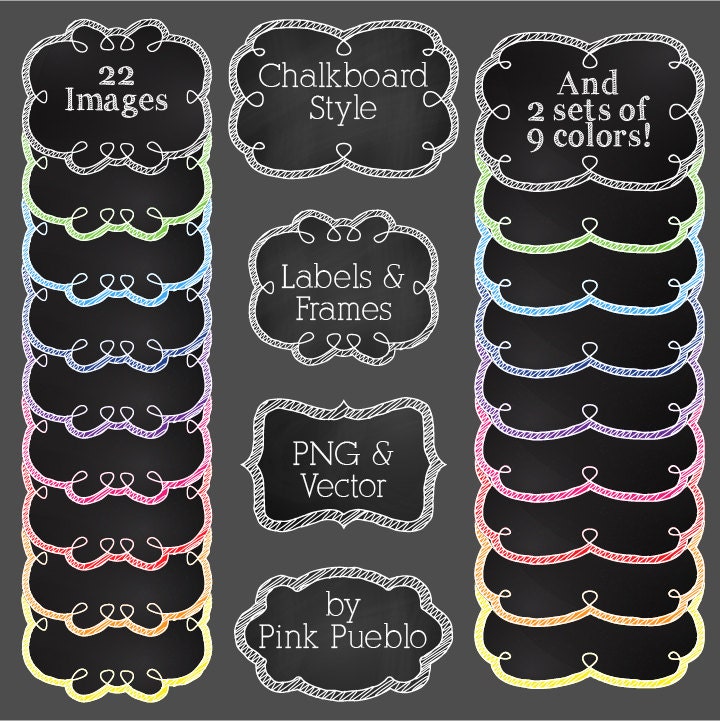 Printable Chalkboard Frames and Labels Clipart Clip Art - Etsy