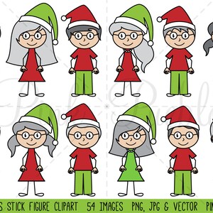 Christmas Stick Figure Clipart Christmas Stick Figure Family - Etsy