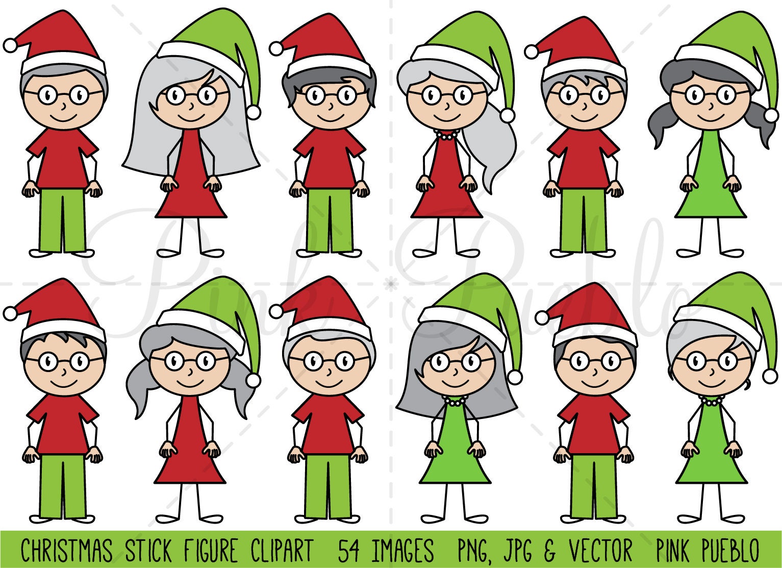 Christmas Stick Figure Clipart Christmas Stick Figure Family - Etsy