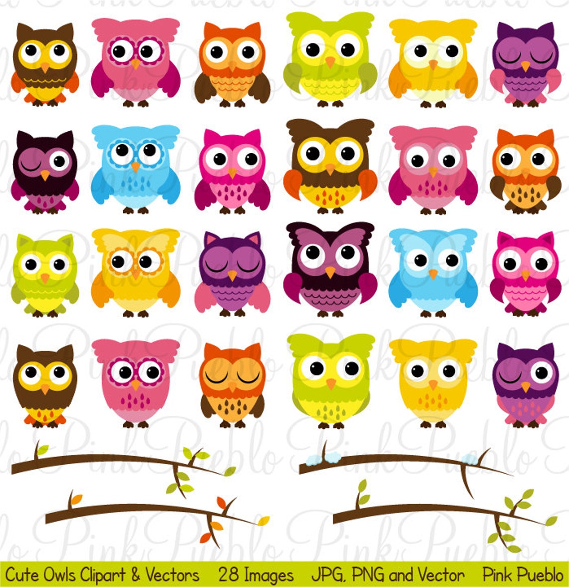 Cute Owl Clipart Clip Art Owl and Seasonal Branches Clipart - Etsy UK