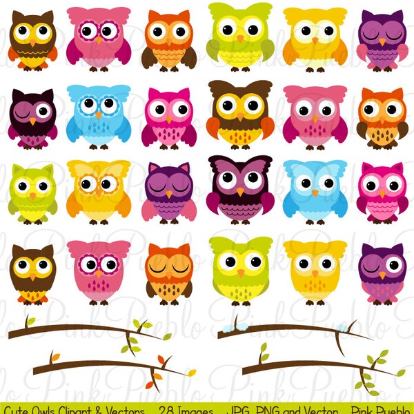 Cute Owl Clipart - Etsy