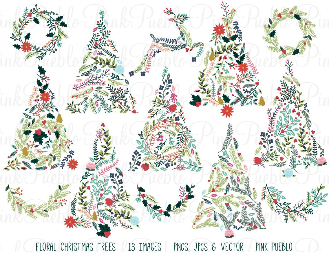Christmas Tree Clipart Vector Flower