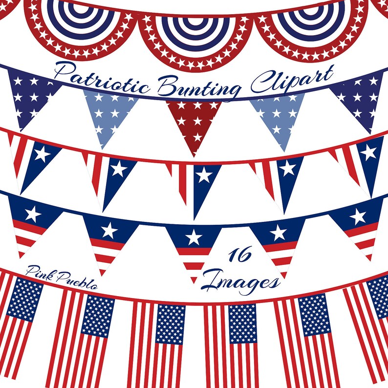 Patriotic Bunting Clipart Clip Art Fourth of July Flag - Etsy