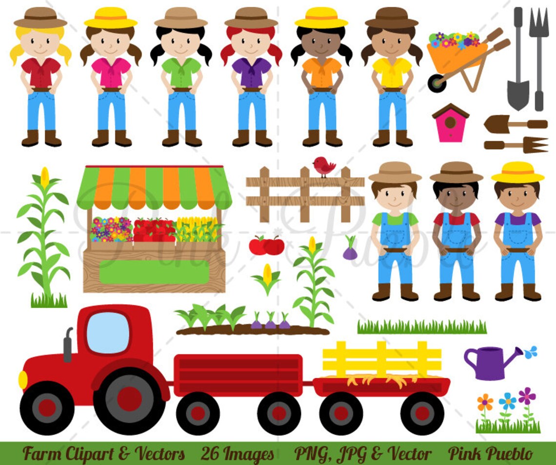 Farm Clipart Clip Art Farmer Clipart Clip Art Commercial | Etsy