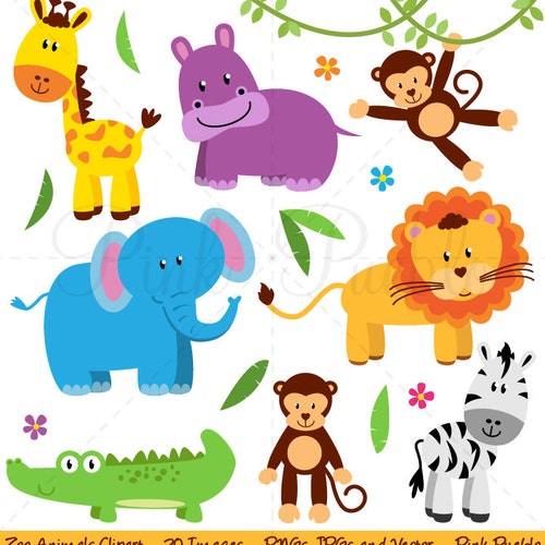 Zoo Animal Clip Art Zoo Animal Clipart Safari Jungle Animal - Etsy