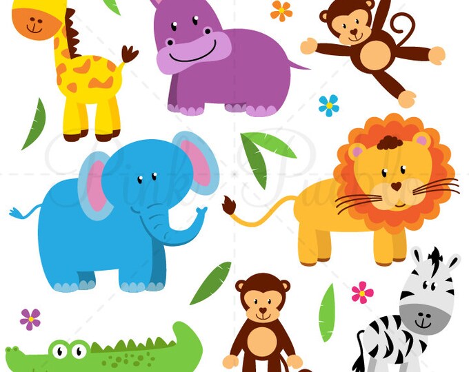 Zoo Animal Clip Art, Zoo Animal Clipart, Safari Jungle Animal Clipart ...