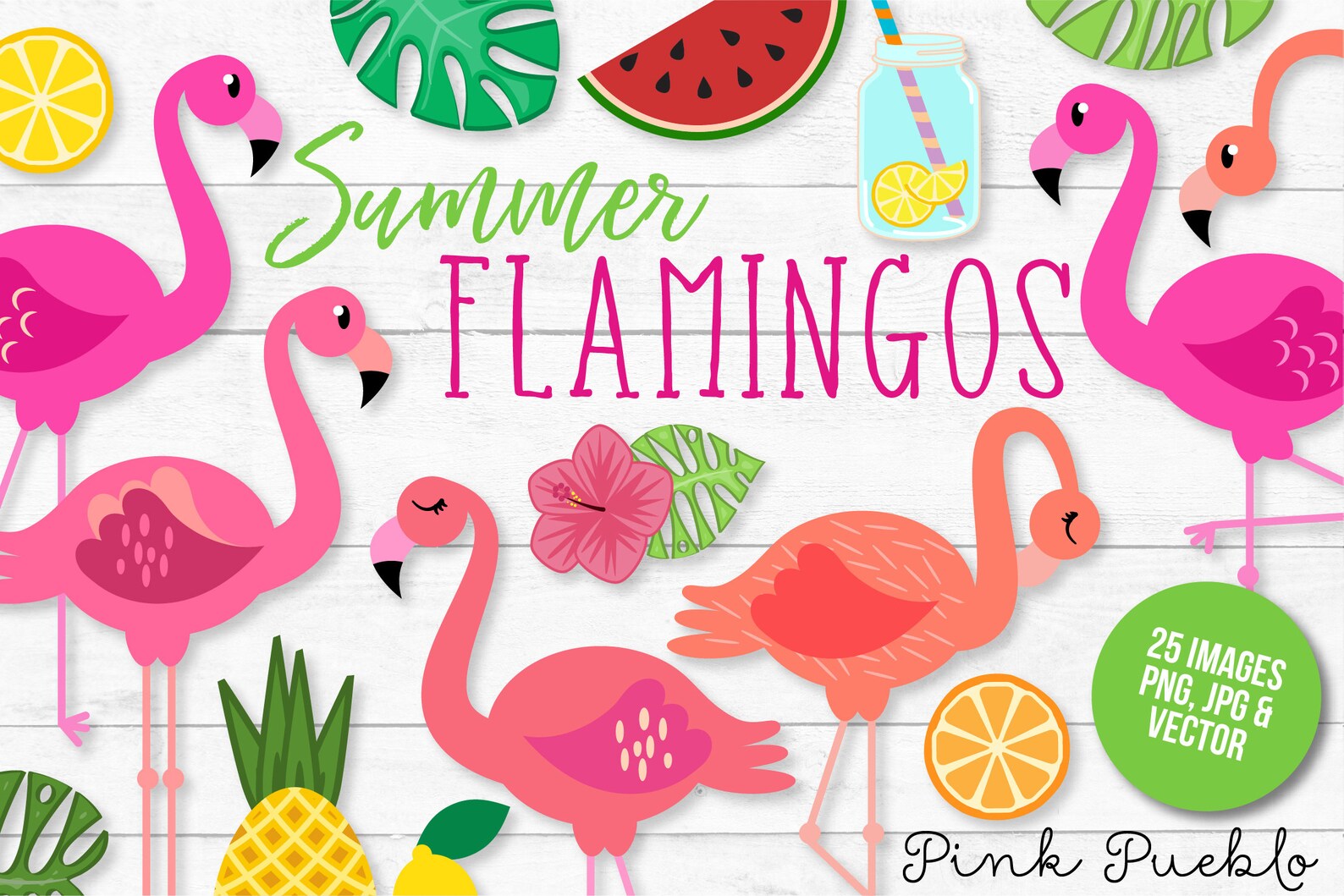 Flamingo Clipart Flamingo Clip Art Summer Clipart Summer | Etsy