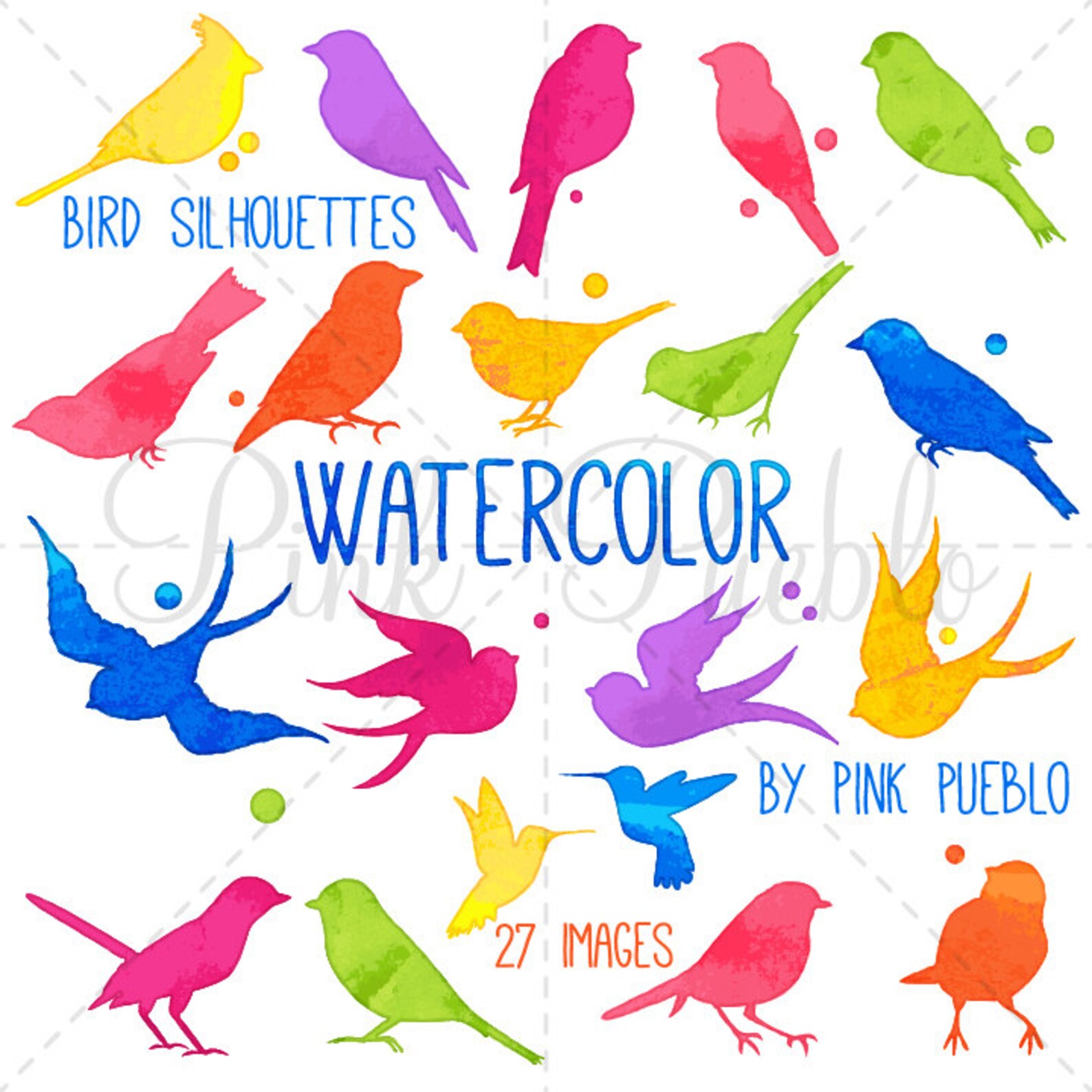Watercolor Bird Silhouettes Clip Art Clipart Watercolor Bird - Etsy