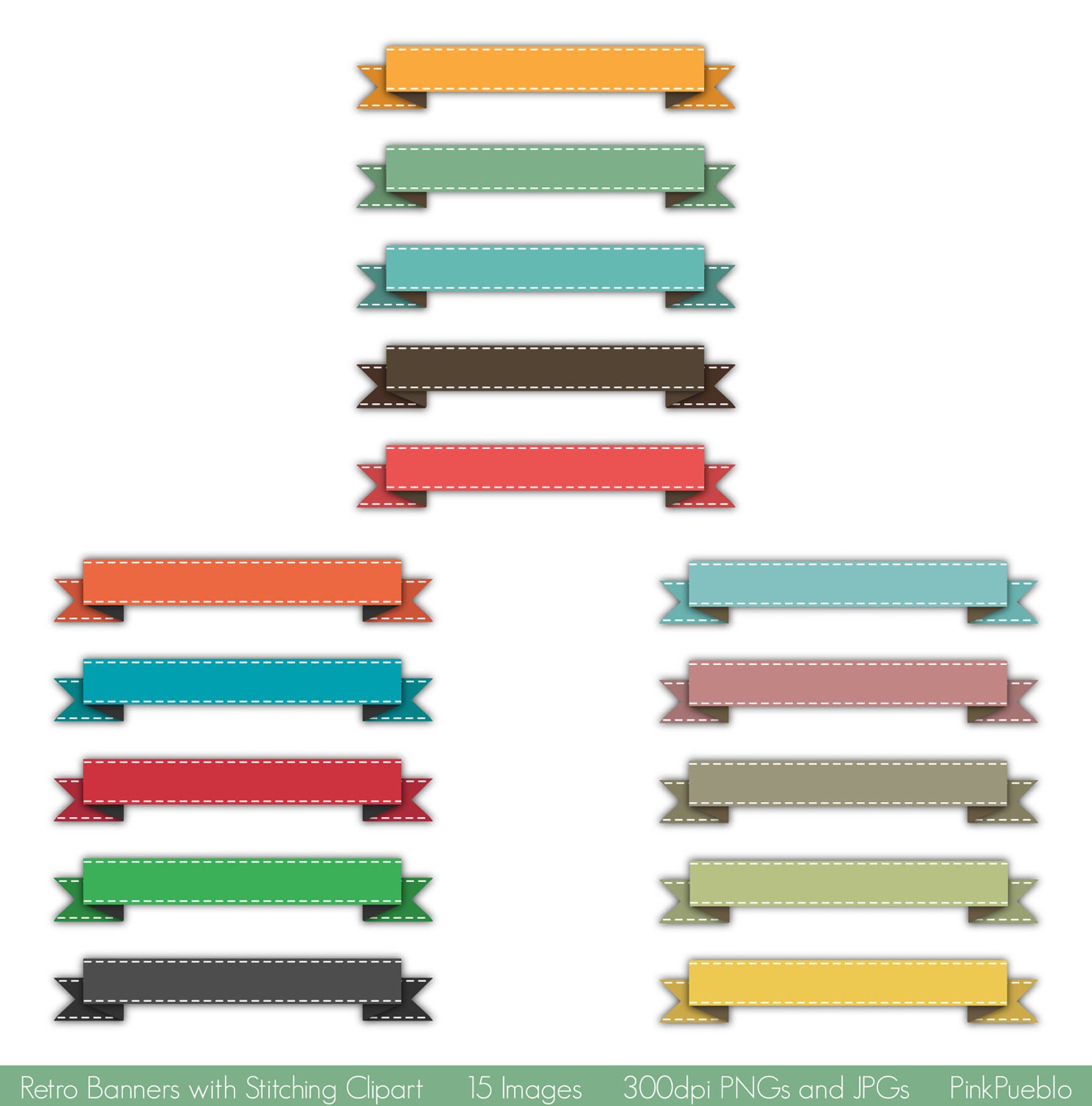 Banners Clip Art Clipart Retro Banners Clip Art Clipart - Etsy