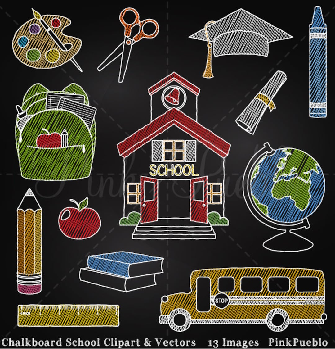 Chalkboard Back to School Clipart Clip Art, Chalk Board Teacher Clipart ...