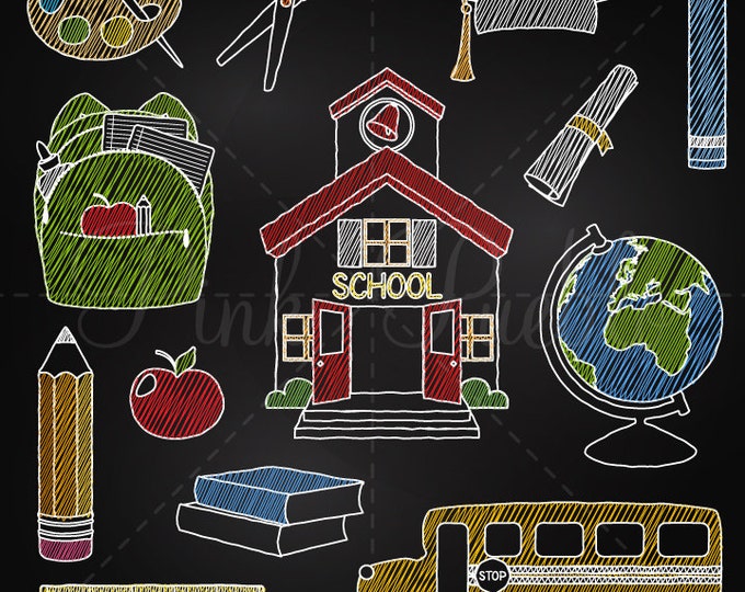 Chalkboard Back to School Clipart Clip Art, Chalk Board Teacher Clipart ...