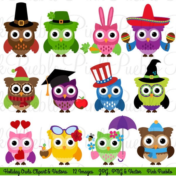 Cute Owl Clip Art - Etsy