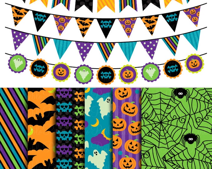 Bunting Clipart Set. Bunting Clip Art. Halloween Clipart. Autumn. Fall ...