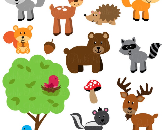 Forest Animal Clip Art, Forest Animals Clipart, Woodland Animal Clip ...