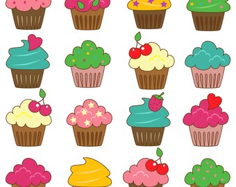 Cute Cupcakes Clipart Commercial Use Kawaii Dessert Clip Art - Etsy
