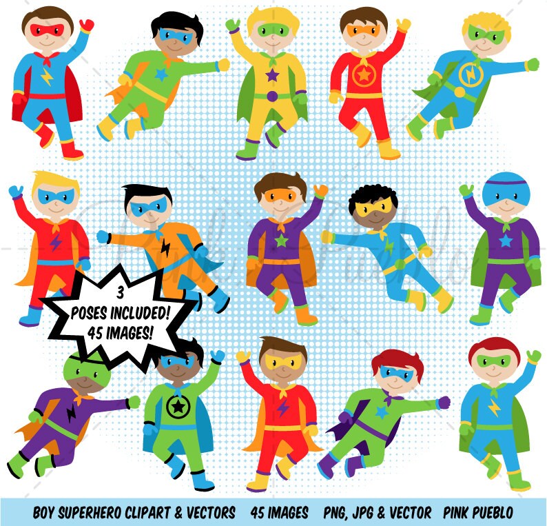 Boy Superheroes Clipart Clip Art Superhero Boys Clip Art - Etsy Australia