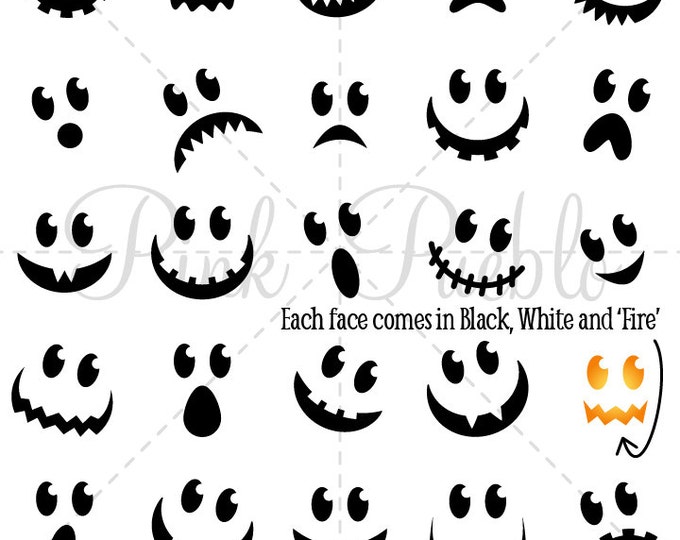 Spooky Faces Halloween Clipart Clip Art, Halloween Ghost or Pumpkin ...