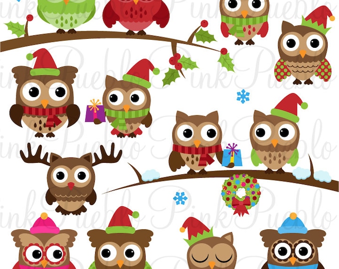 Cute Christmas Owl Clipart Clip Art, Winter Owls Clip Art Clipart ...