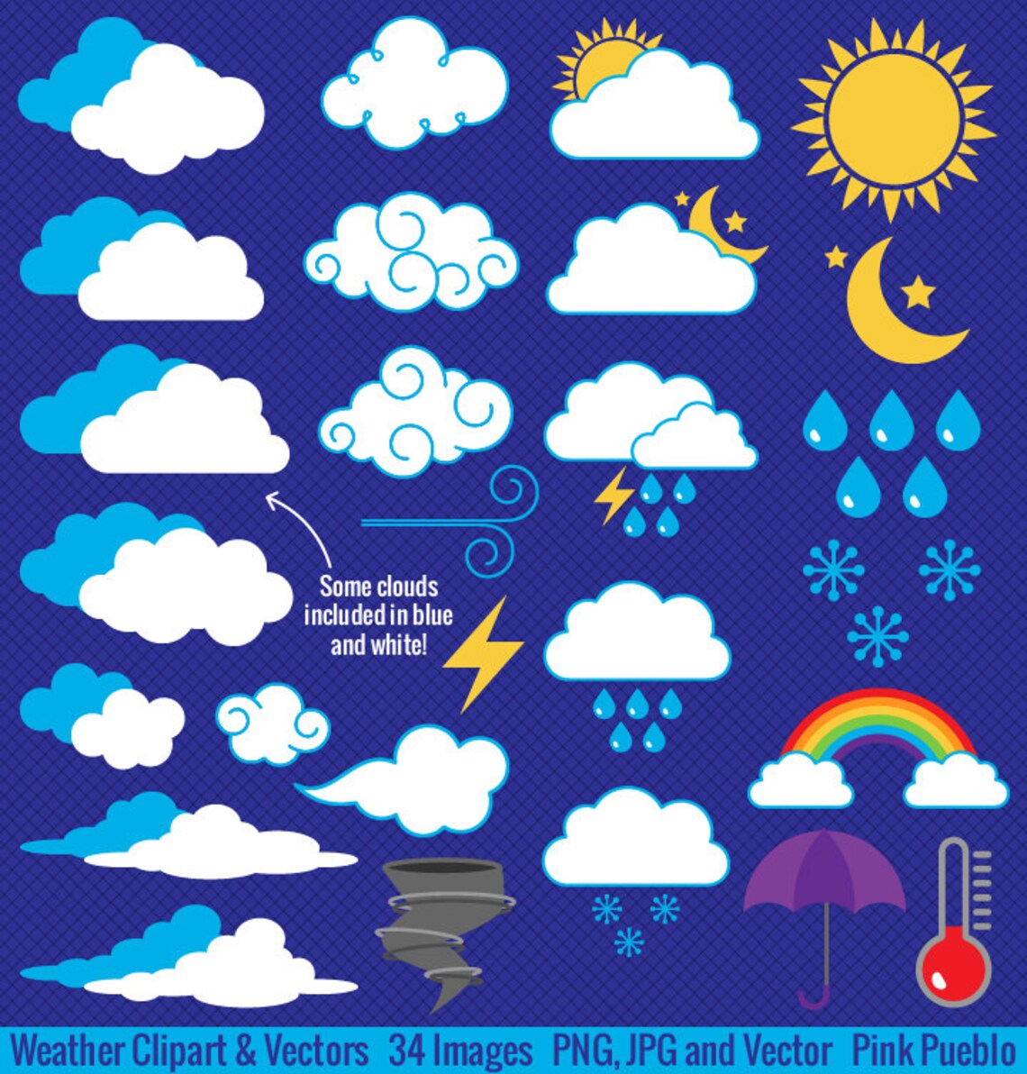 Weather Clipart Clip Art Vectors Weather Commercial and - Etsy