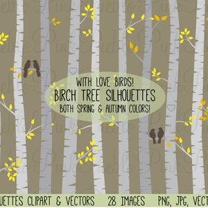 Birch Tree Silhouettes Clipart Clip Art, Autumn Aspen Tree Clipart Clip ...
