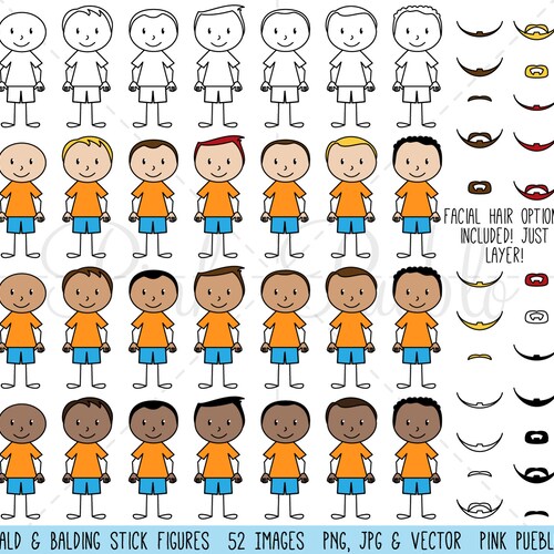 Stick Figure Clipart Clip Art Vectors Stick People Family - Etsy Australia