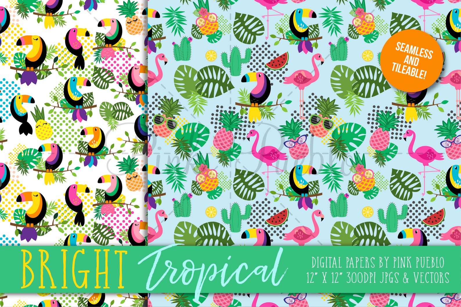 Tropical Background Patterns Tropical Digital Paper | Etsy