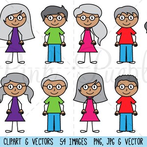 Stick Figure Clipart Clip Art Vectors, Darker Skintone Stick People ...