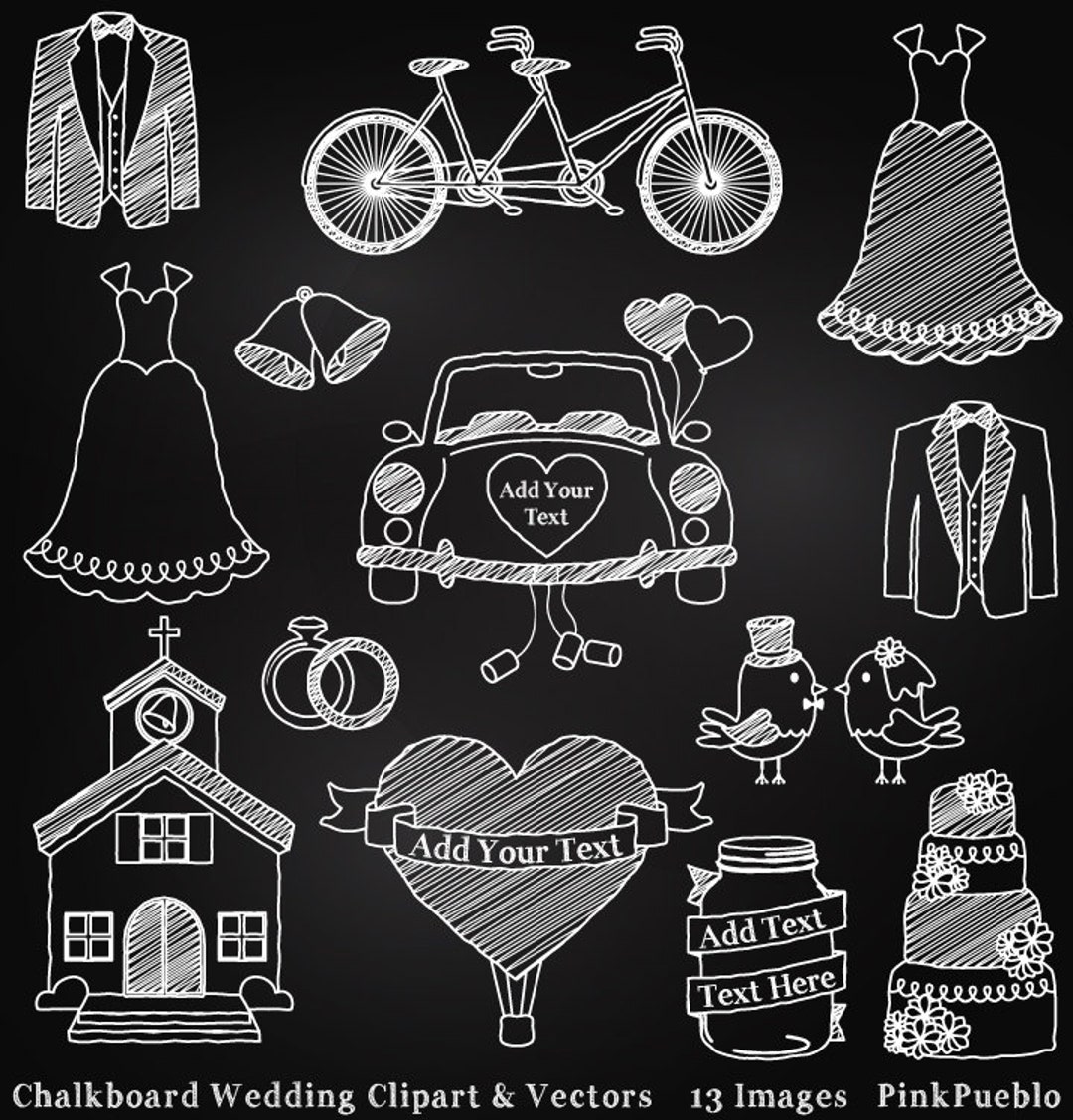 Chalkboard Wedding Clipart, Chalkboard Wedding Clip Art, Bridal Clipart ...