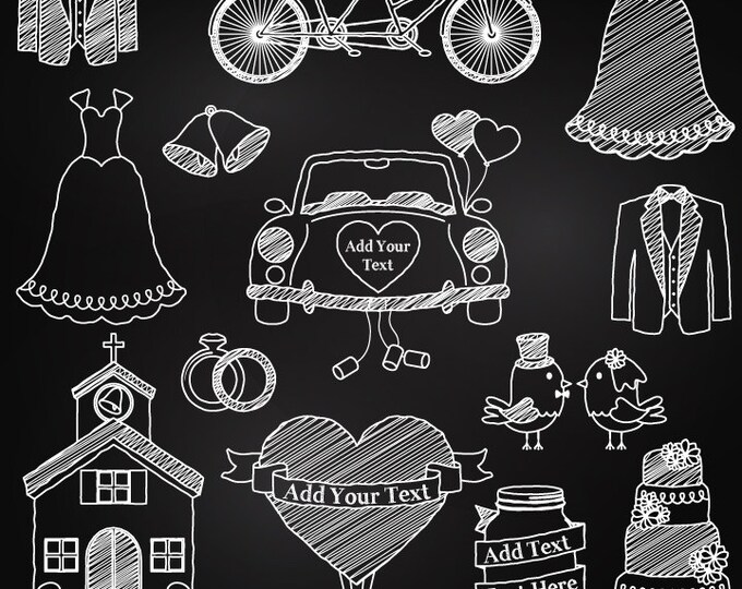 Chalkboard Wedding Clipart, Chalkboard Wedding Clip Art, Bridal Clipart ...