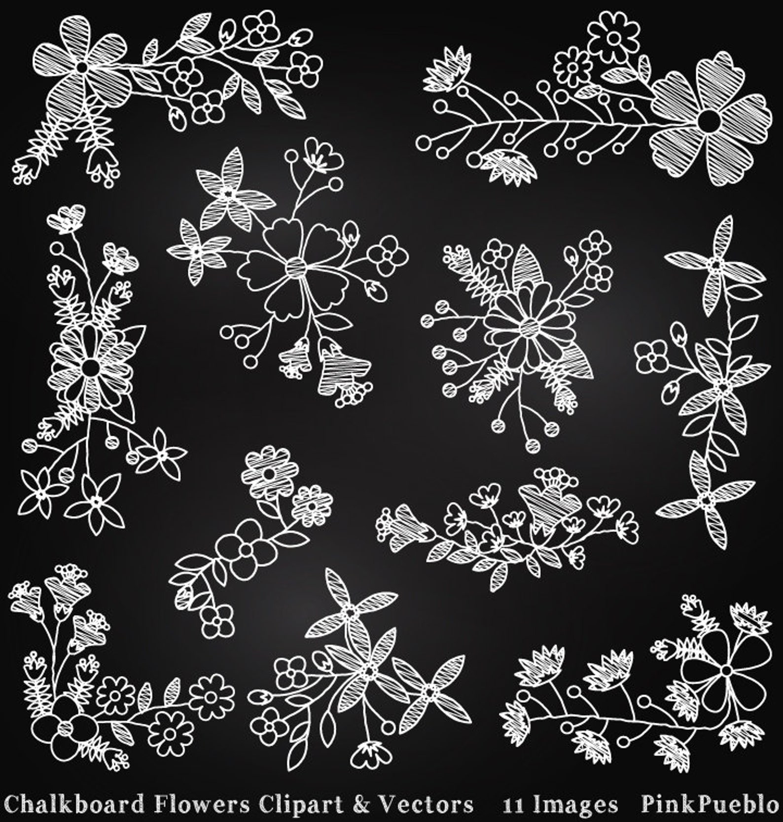 Chalkboard Flowers Clipart Clip Art Chalk Board Clipart Clip - Etsy