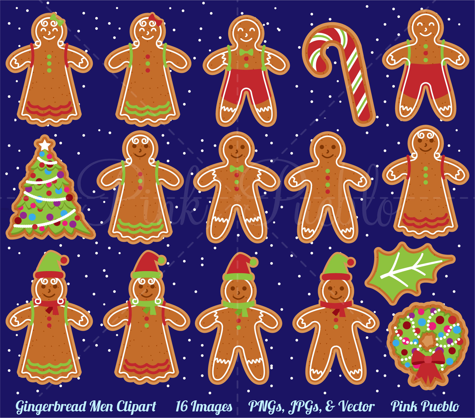 Lebkuchen-Cookie-Clipart Lebkuchen-Mann-Clip-Art Weihnachten | Etsy