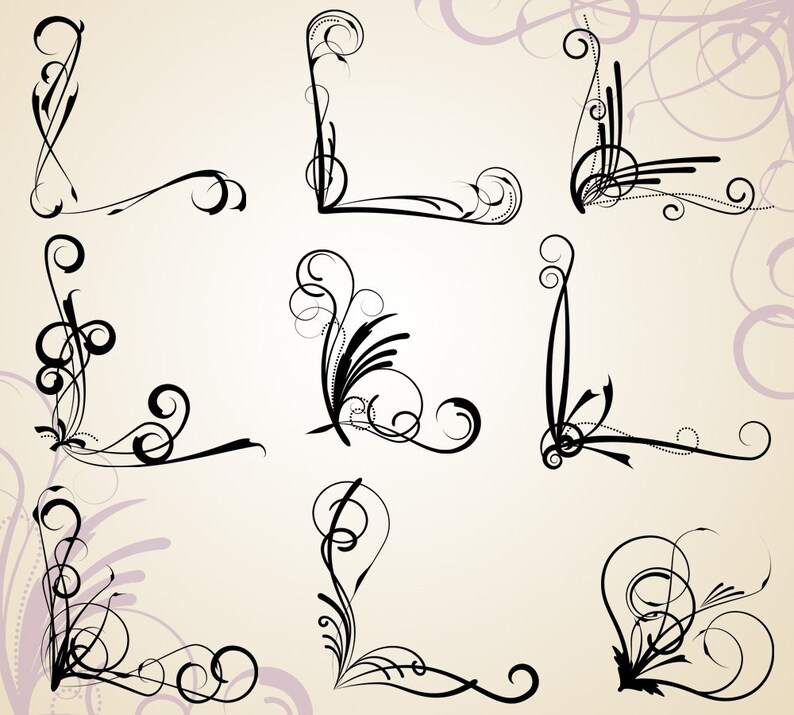 Corner Flourishes Clip Art Clipart Commercial Use | Etsy