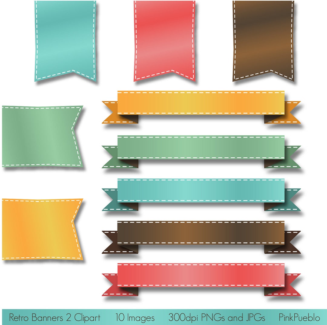 Banners Clip Art Clipart, Retro Banners 2 Clip Art Clipart - Commercial ...