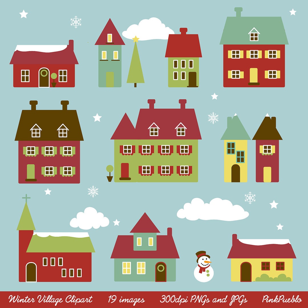 Winter Village Clip Art Clipart Winter Houses Clip Art Clipart ...
