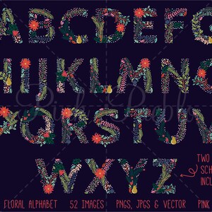 Christmas Floral Alphabet Clipart Clip Art, Holiday Laurel Wreath Leaf ...