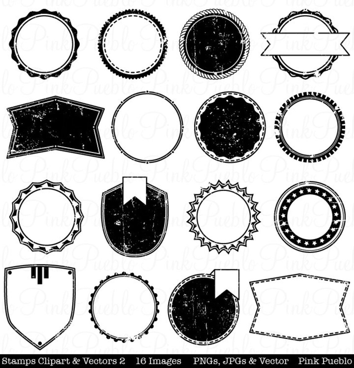 Stamps 2 Clipart Clip Art Vintage Postage Badge Label Frame - Etsy