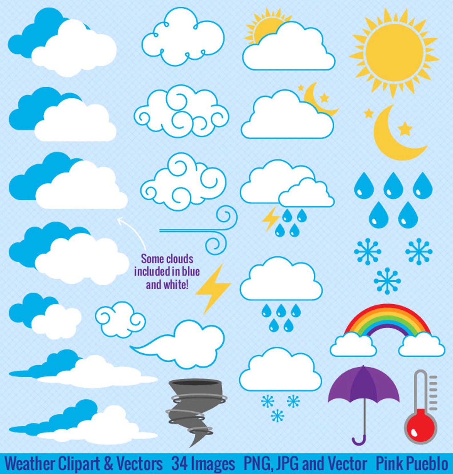 Weather Clipart Clip Art Vectors Weather Commercial and - Etsy